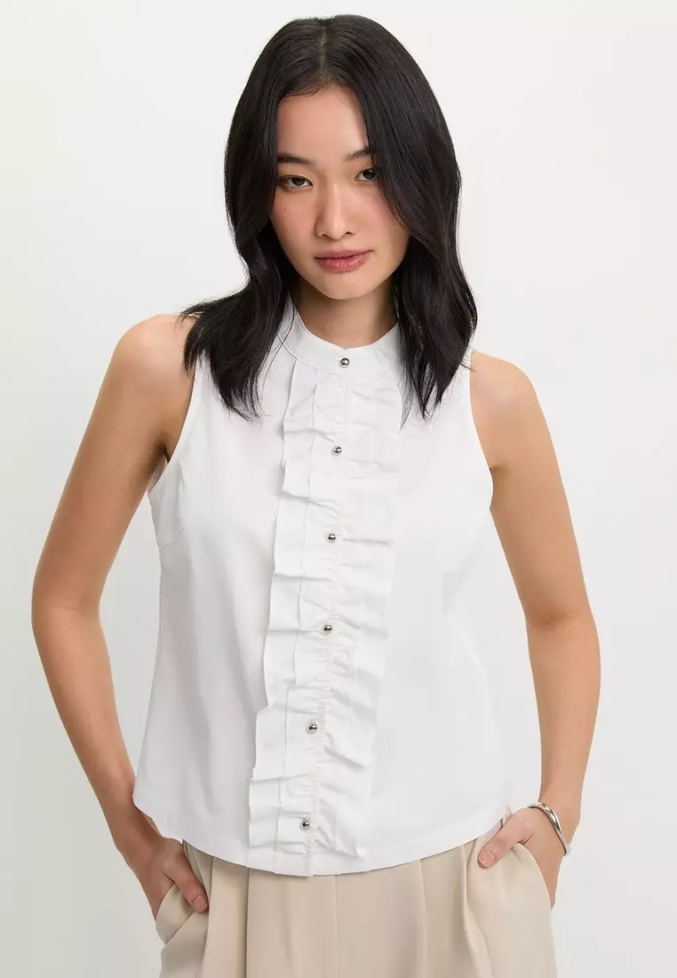 Pomelo Ruffled Blouse - White 2025 | Buy Pomelo Online | ZALORA Hong Kong