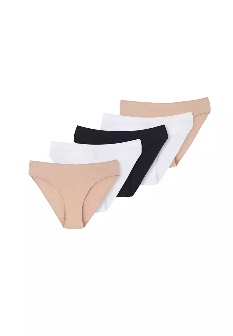 Buy DAGİ 5 Pack Multi Colour Basic Slips, Regular Fit, Underwear for ...