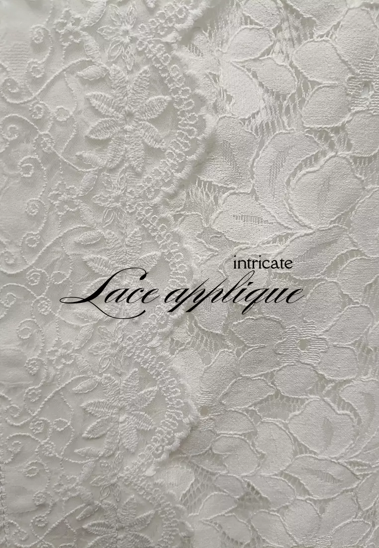 線上選購 Loveaisyah White Lace Modern Baju Kurung with Checkered Embroidery ...