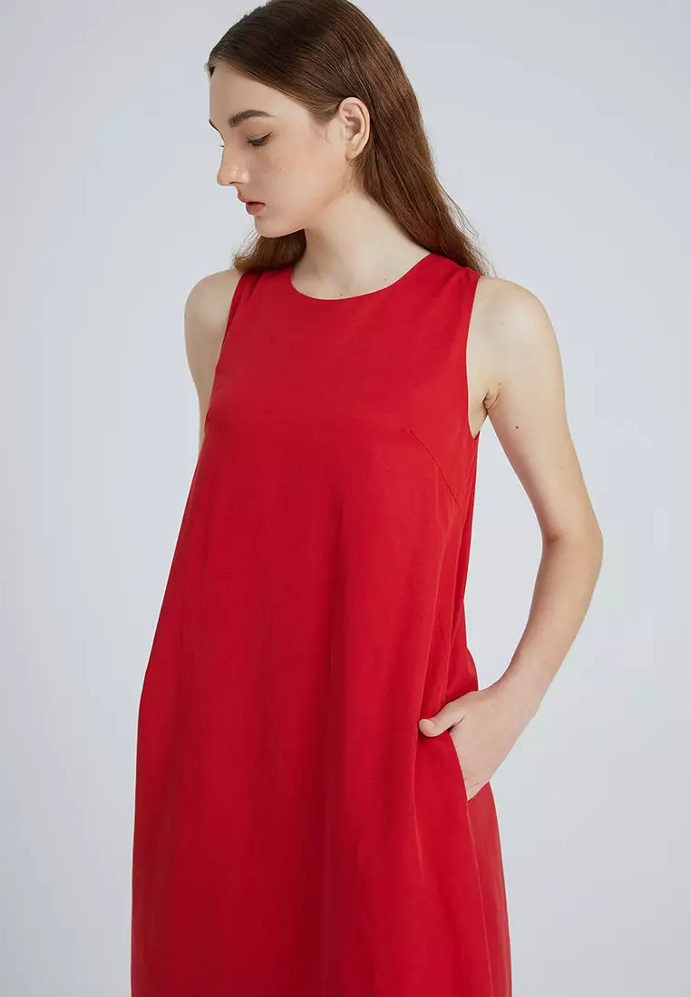 Buy SALIENT LABEL Odette Midi Work Dress in Red Crimson 2024 Online ...
