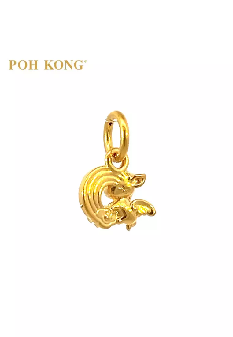 線上選購 Poh Kong POH KONG 916/22K Yellow Gold Unicorn with Rainbow Pendant | ZALORA 台灣