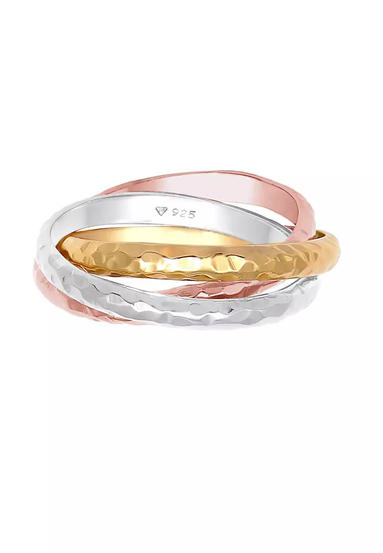 Buy ELLI GERMANY Ring Changing Ring Basic Classic Hammered Trend RoseGold Plated Online | ZALORA ...