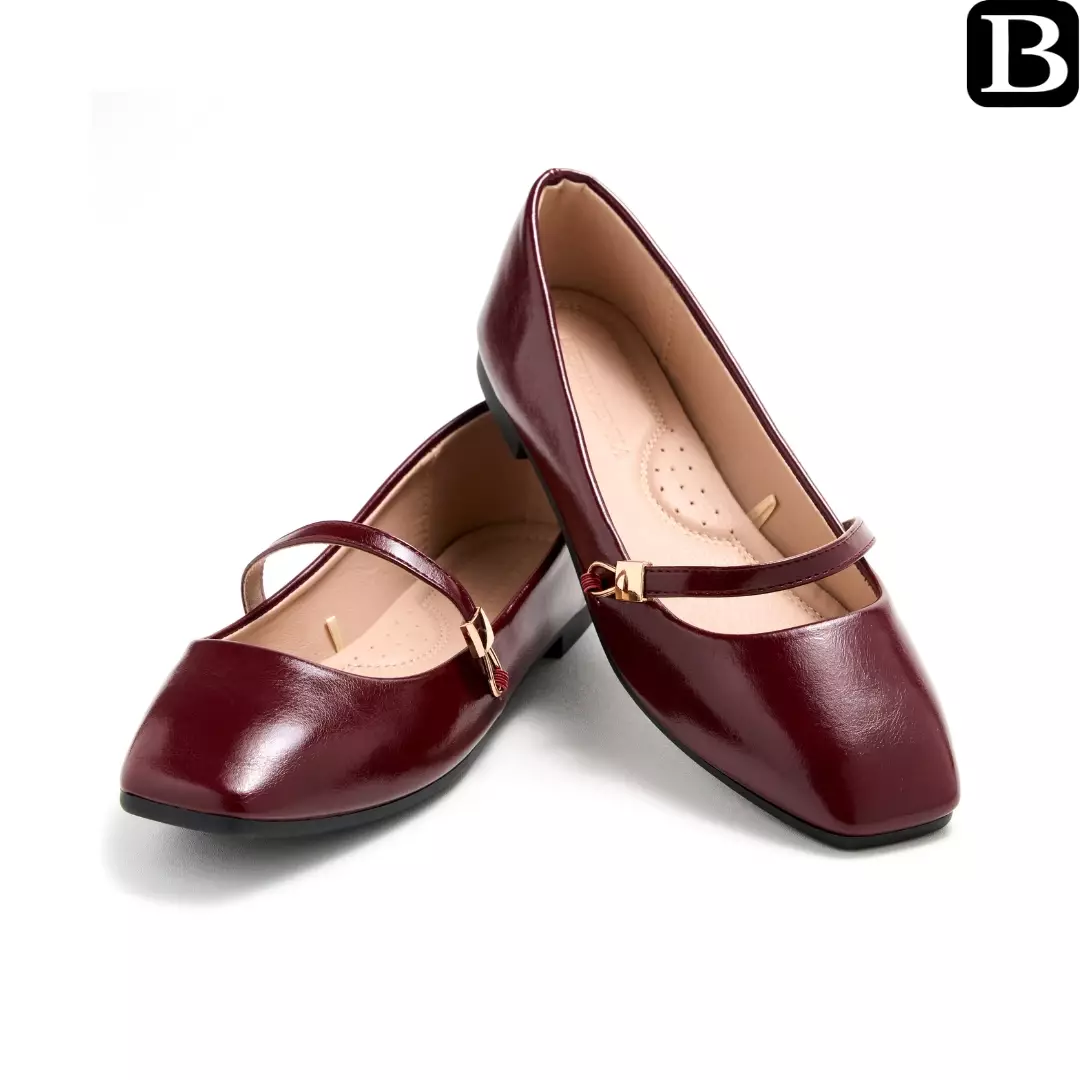 Jual Berrybenka Label Sofia Meira Leather Mary Jane Maroon Original ...