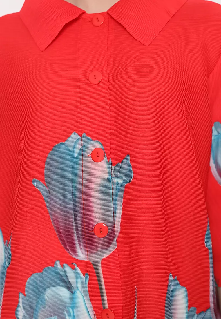 Jual Rupa Arupa Rupa Arupa - Red Verona Pleats Blouse with Silver ...