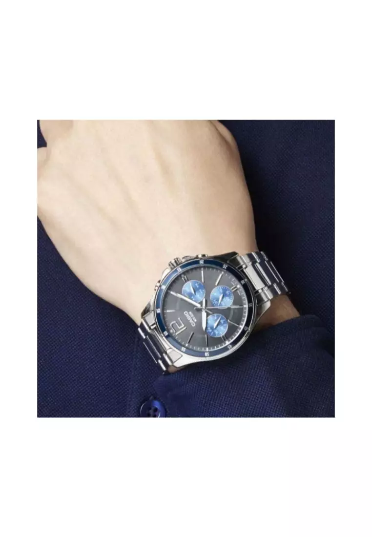 Buy Casio Watches Men's Analog MTP-1374D-2AV Stainless Steel Band ...