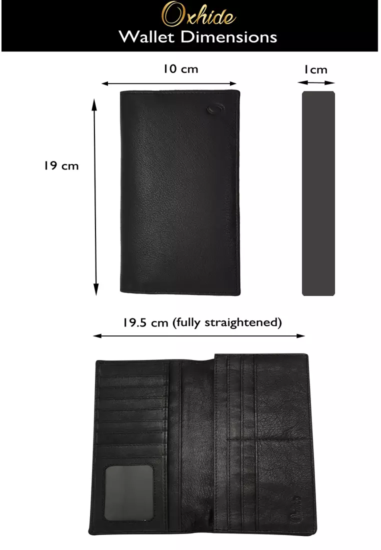 Buy Oxhide Long Genuine Leather Wallet for Men - Black Wallet - Men ...