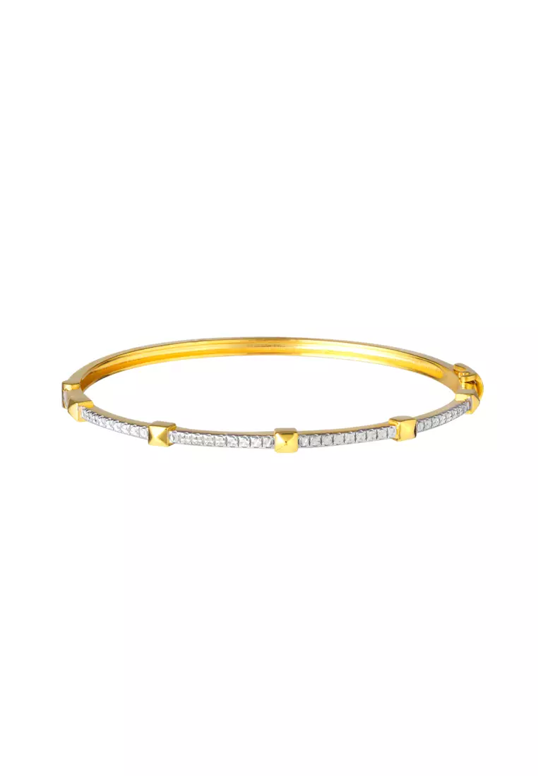 Buy TOMEI TOMEI Diamond Cut Collection Bangle, Yellow Gold 916 Online ...