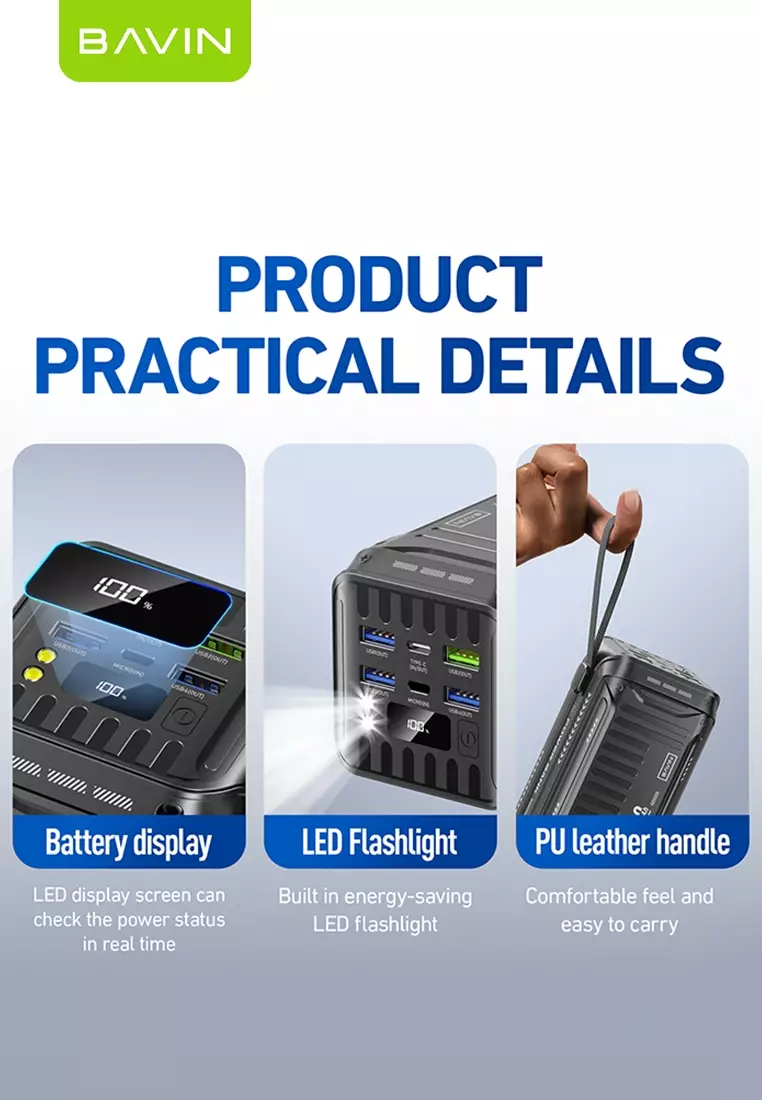 Buy Bavin Pc1058 50000mah Powerbank 225w Fast Charging Usb Port And 20w Inputoutput Type C W7