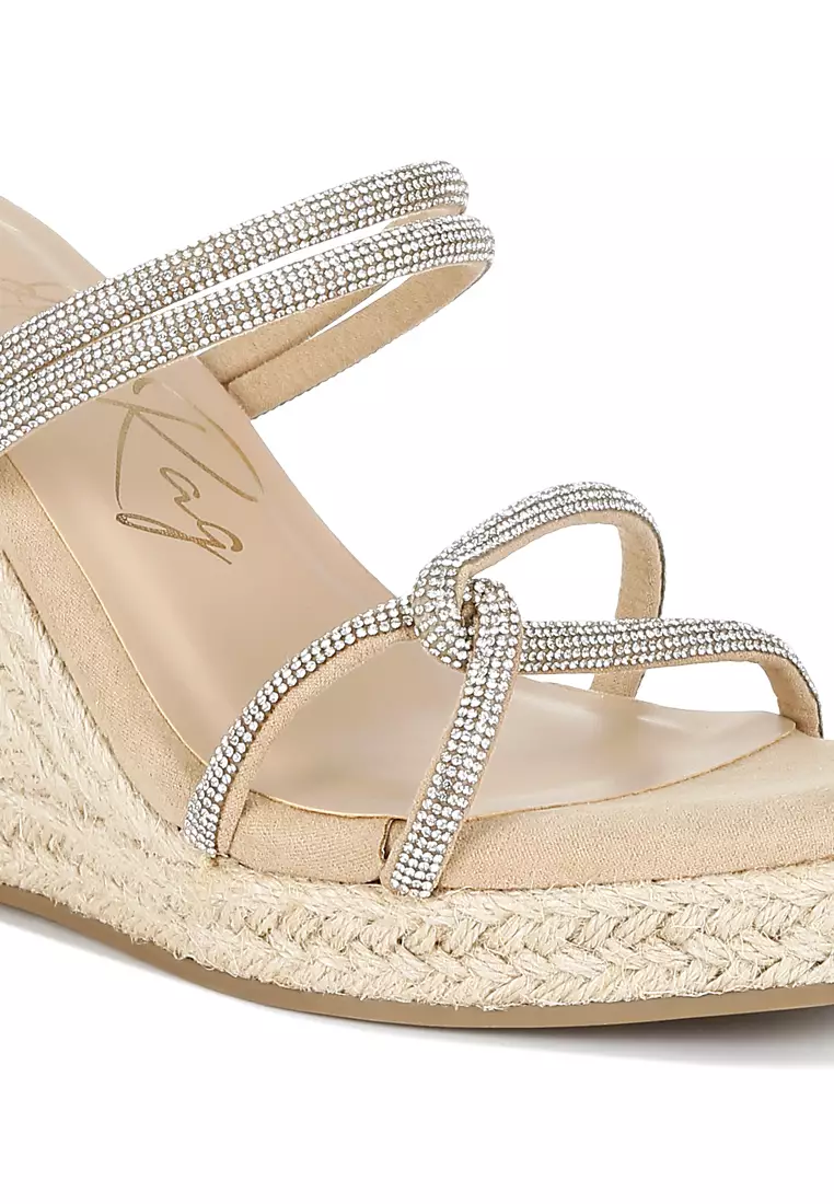 Buy London Rag Blush Rhinestones Embellished Espadrilles 2025 Online ...