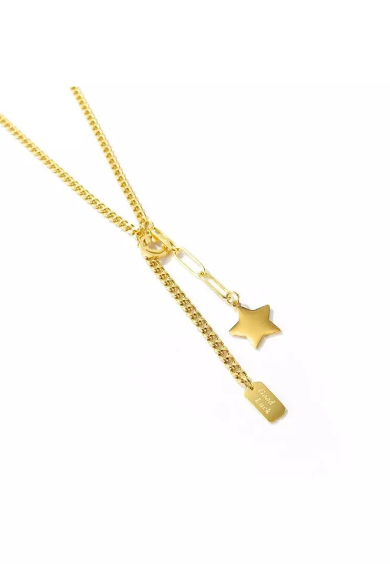 Buy Bullion Gold Star Tag Necklace in Gold Layered Steel Jewellery 2025 ...