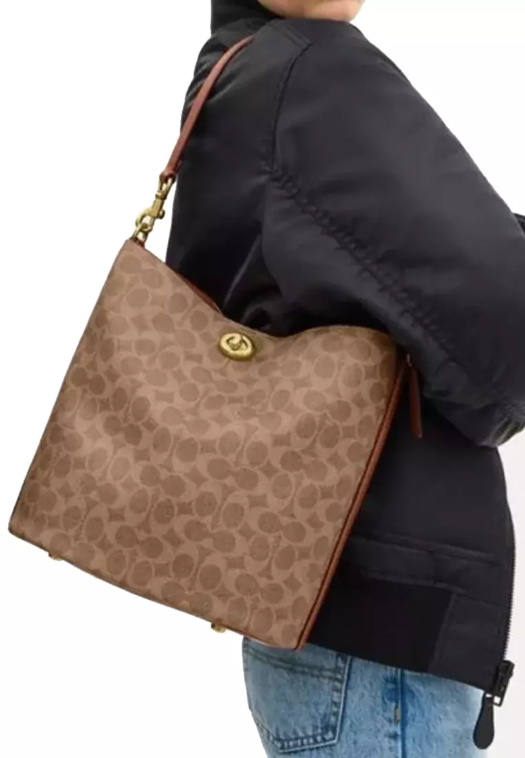 Jual COACH Willow Women'S Shoulder Bag In Brown & Yellow Spell Caramel ...