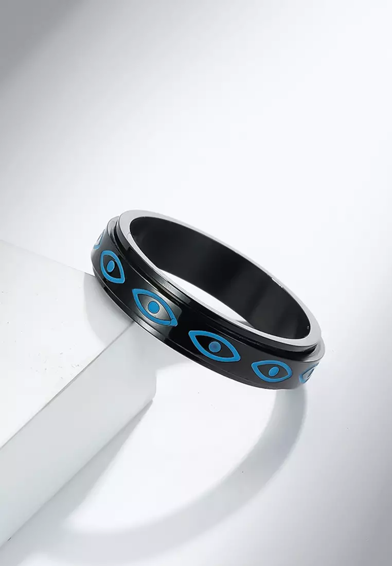 Buy HAPPY FRIDAYS Rotatable Design The Eye of Horus Titanium Steel Ring ...