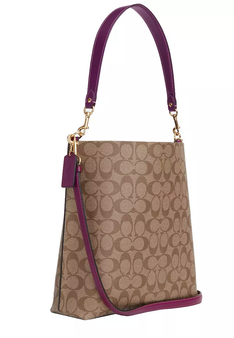Coach Mollie Bucket Bag In Signature Canvas in Khaki/ Deep Berry CA561 ...