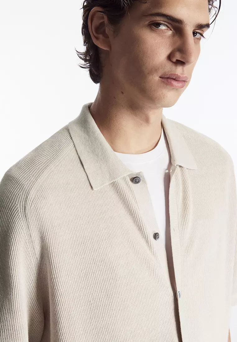 Buy COS Ribbed-Knit Linen Shirt Online | ZALORA Malaysia