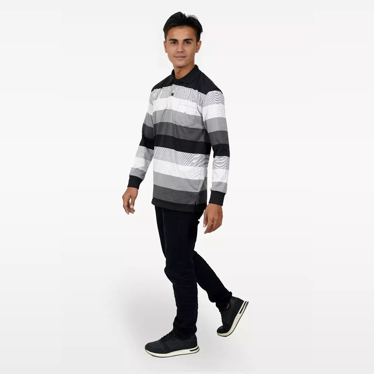 Jual Hassenda Baverre by Hassenda - Dev Kaos Polo Salur Lengan Panjang VPB20015BRU Hitam ...