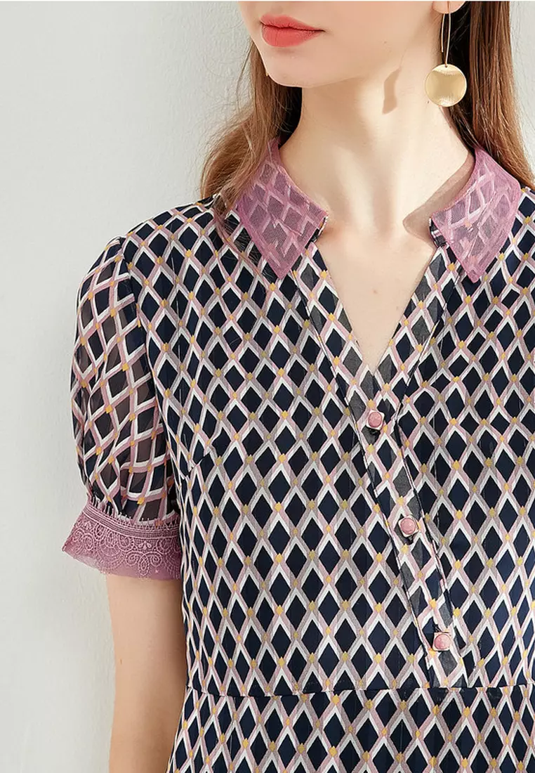 Buy A-IN GIRLS Elegant Check Chiffon Print Dress 2025 Online | ZALORA