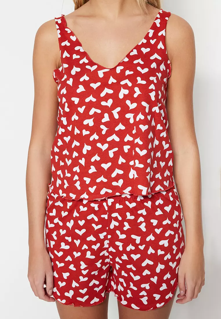 Buy Trendyol Heart Patterned Pajamas Set 2025 Online | ZALORA