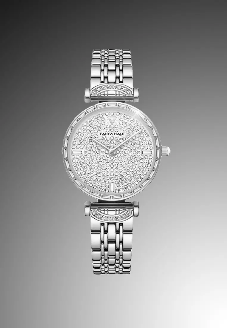 Mark Fairwhale Ladies Stainless Steel Quartz Watch, 33mm, Paved Case ...