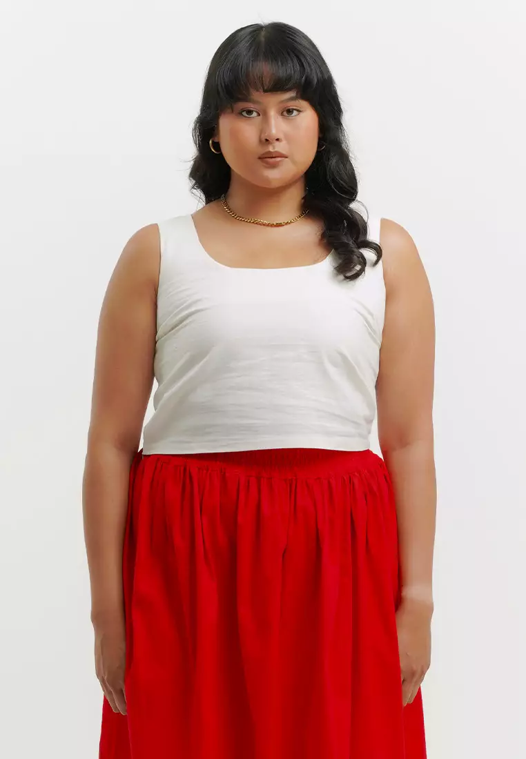 Jual BAYSIC BAYSIC Scoop Linen Tank White Original 2025 | ZALORA Indonesia