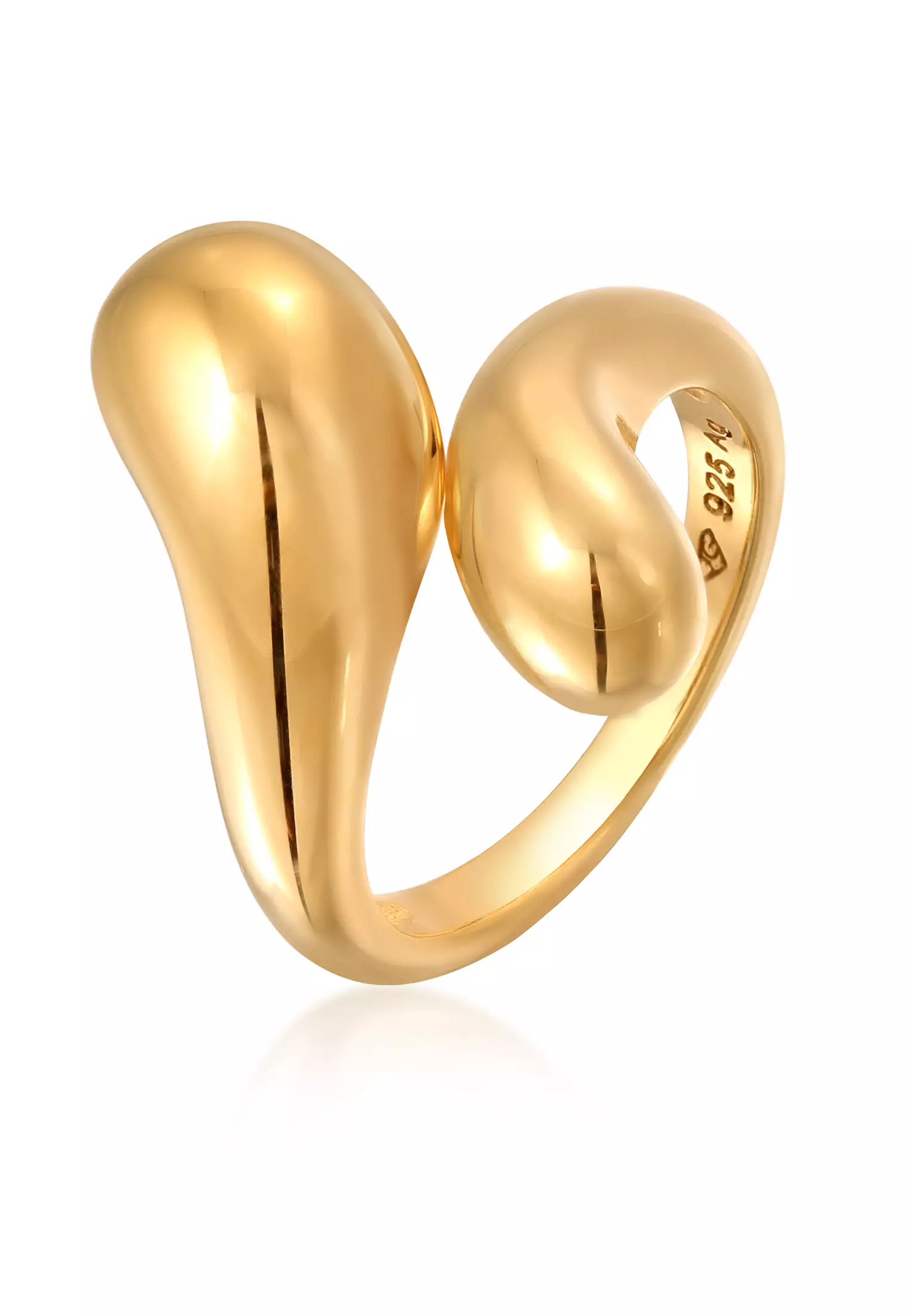 Buy ELLI GERMANY Open Teardrop Sculptural Ring – Gold-Plated Silver ...