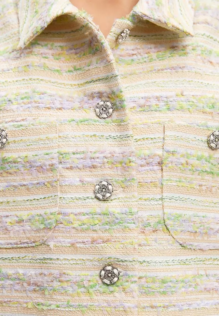 Buy Pomelo Stripe Tweed Vest 2026 Online | ZALORA Philippines