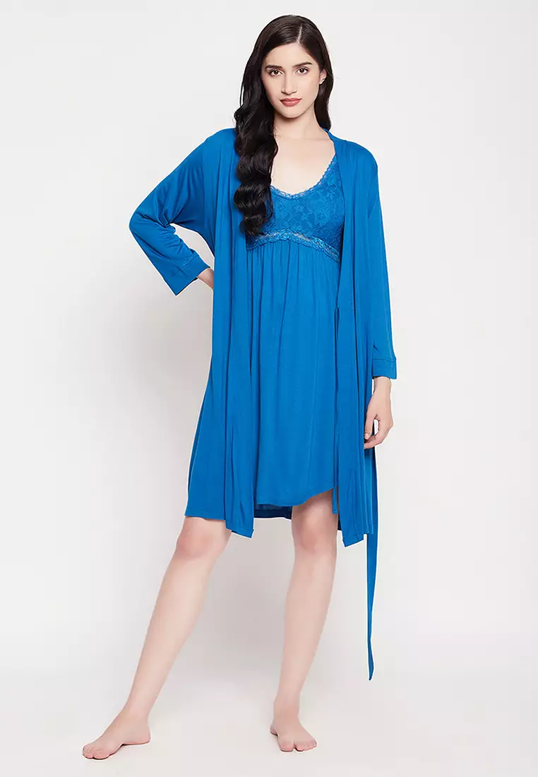 網上選購 Clovia Clovia Chic Basic Robe in Cobalt Blue - Viscose 2026 系列 ...