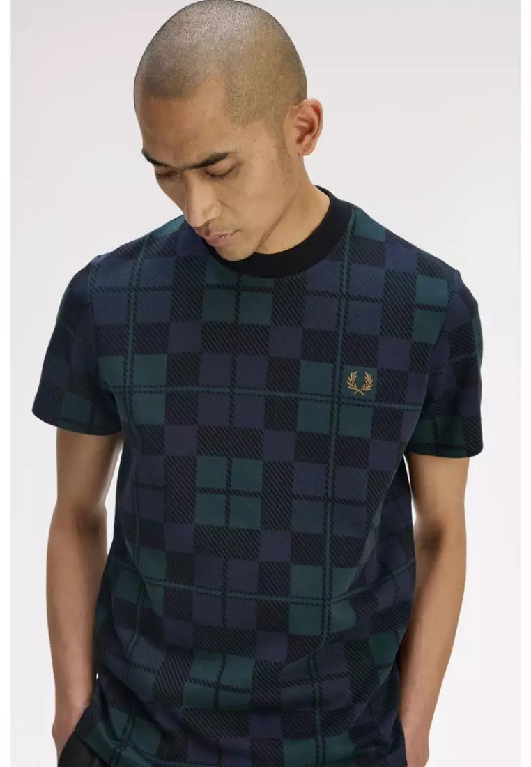 Buy Fred Perry Fred Perry M1757 Black Watch Tartan T-Shirt (Black Watch ...
