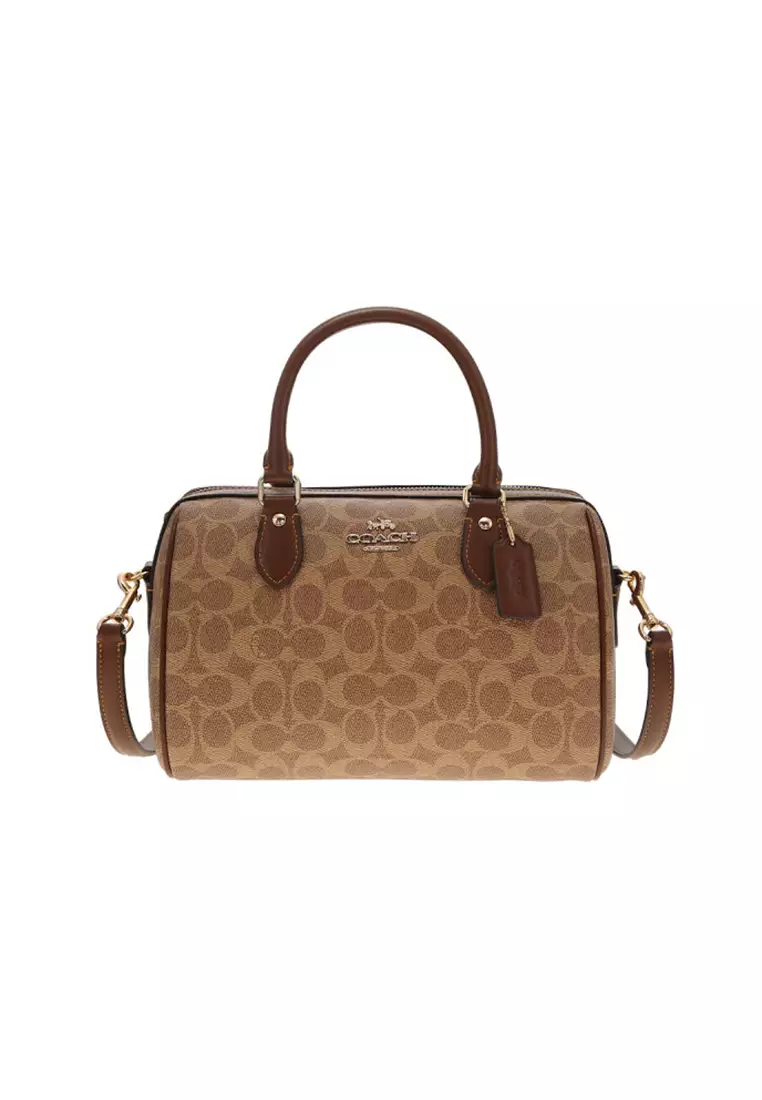 Buy Coach Rowan Satchel Bag In Signature Canvas Tan Brown CV961 2025 ...