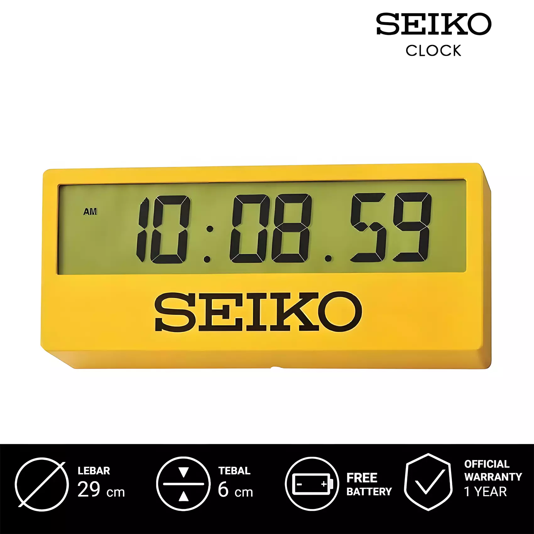 Jual Seiko Clock Jam Beker SEIKO Digital Alarm Yellow Plastic Case LCD ...