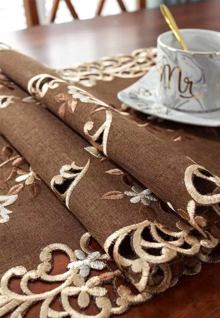 Buy RamsHomeDecor Embroidered Lace / Runner Coffee Table/ Runner For 4 ...