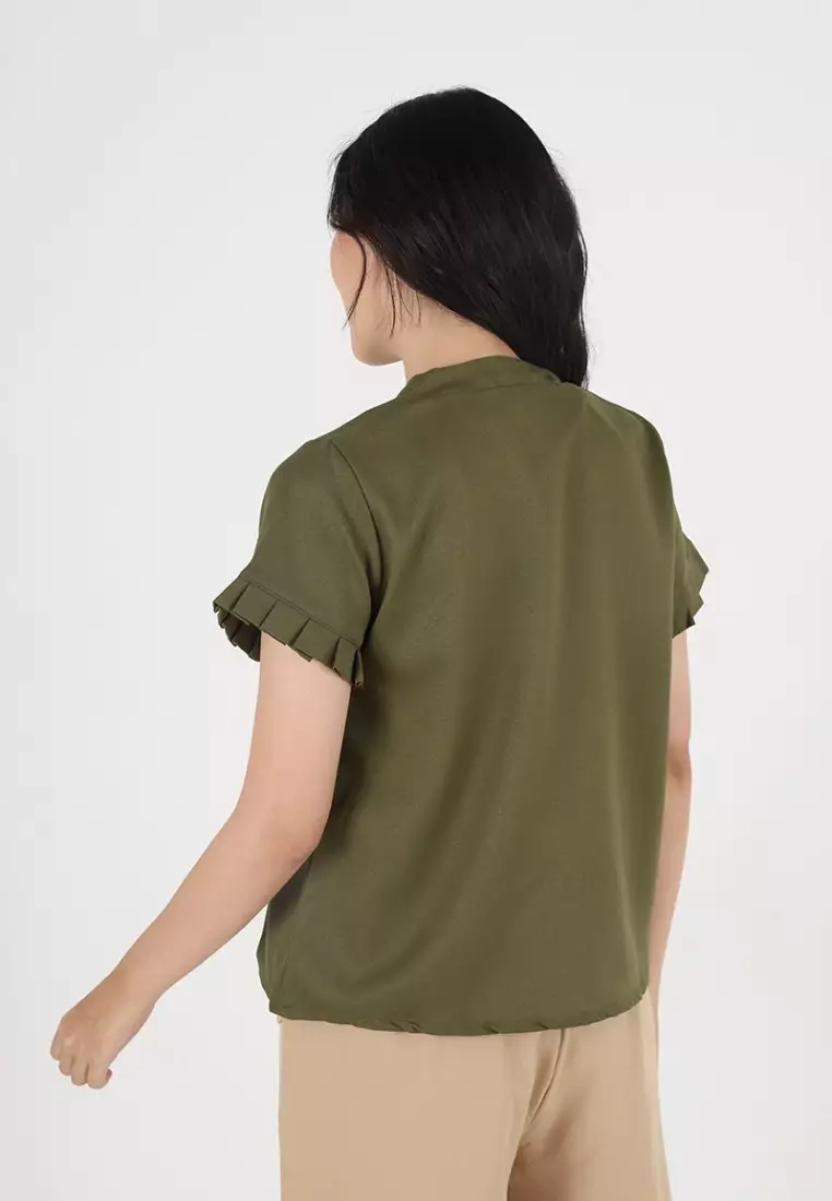Jual Sorabel Sorabel - Dixasa Plain Pleats Blouse olive Original 2023 ...