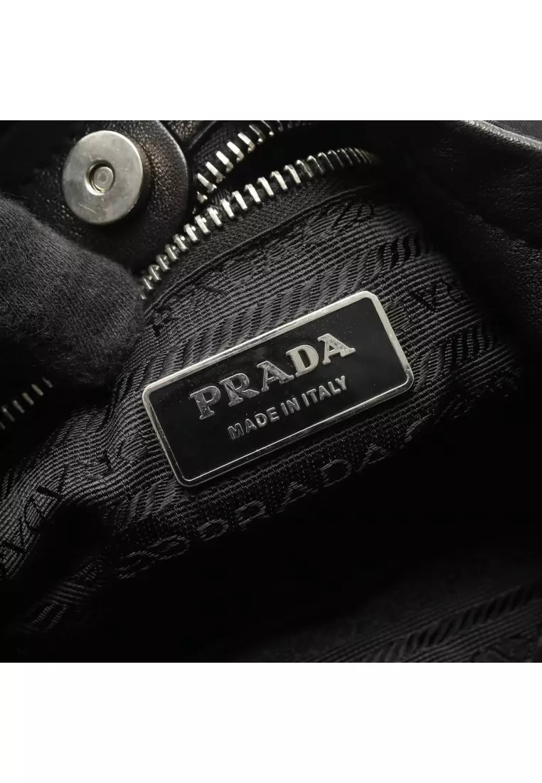 Buy PRADA Pre-Loved Prada TESSUTO PIEGHE one shoulder bag Nylon black ...