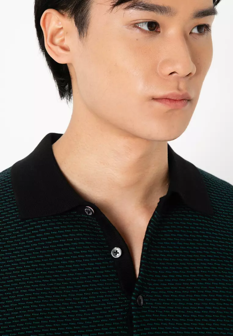 Buy Ben Sherman Bicoloured Textured Knitted Polo Shirt 2026 Online | ZALORA
