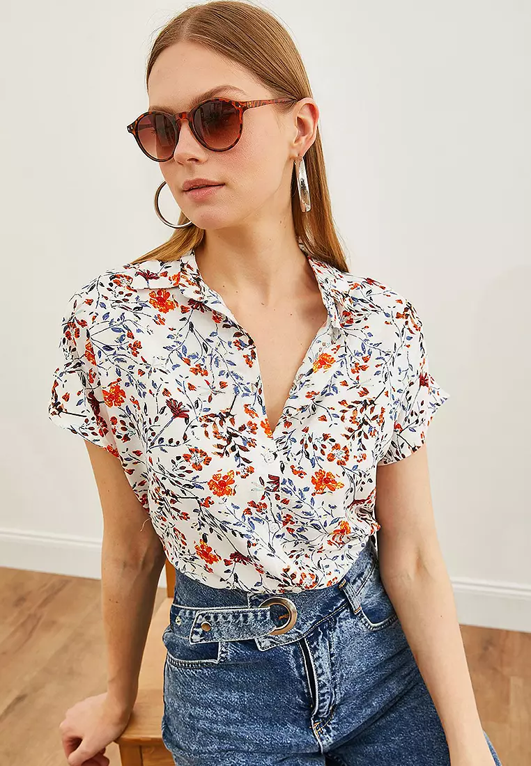 Buy Olalook Leaf Tiny Floral Bat Shirt 2025 Online | ZALORA Philippines