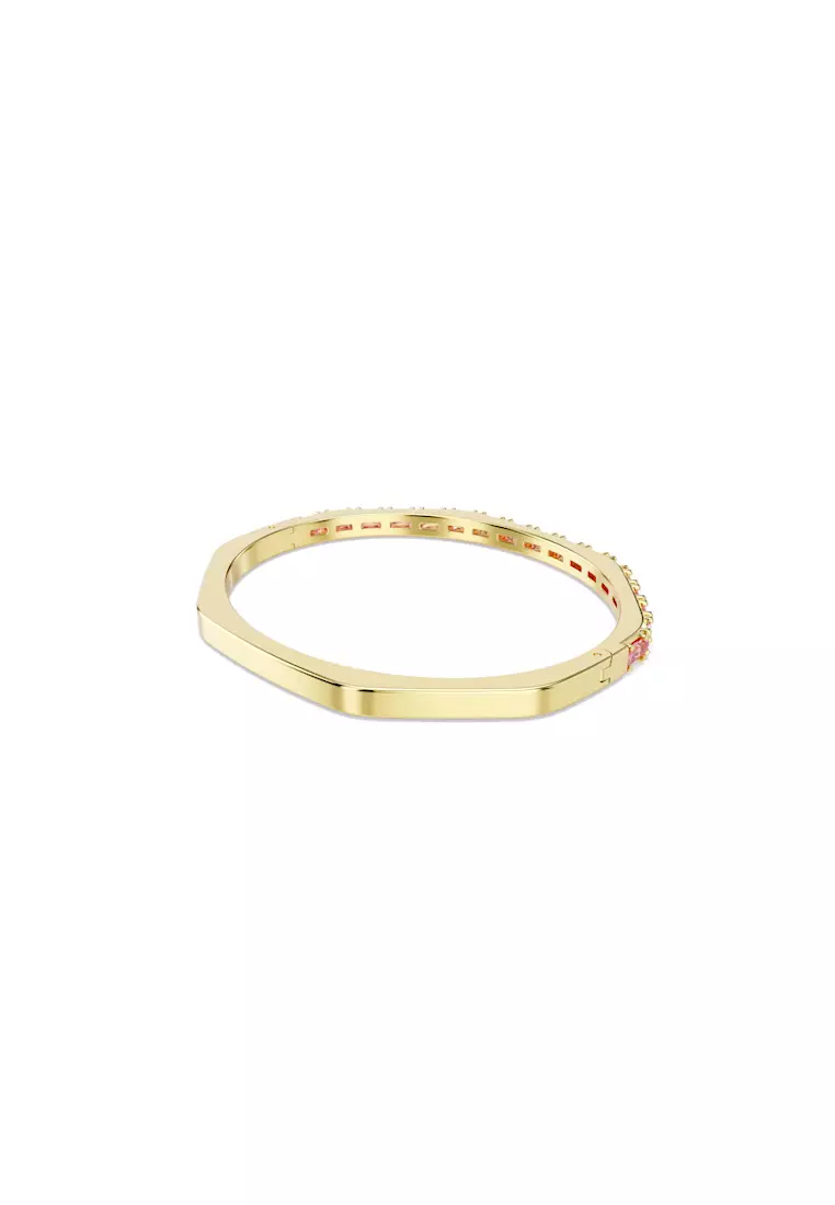 Buy Swarovski Matrix bangle, Baguette cut, Pink, Gold-tone plated ...