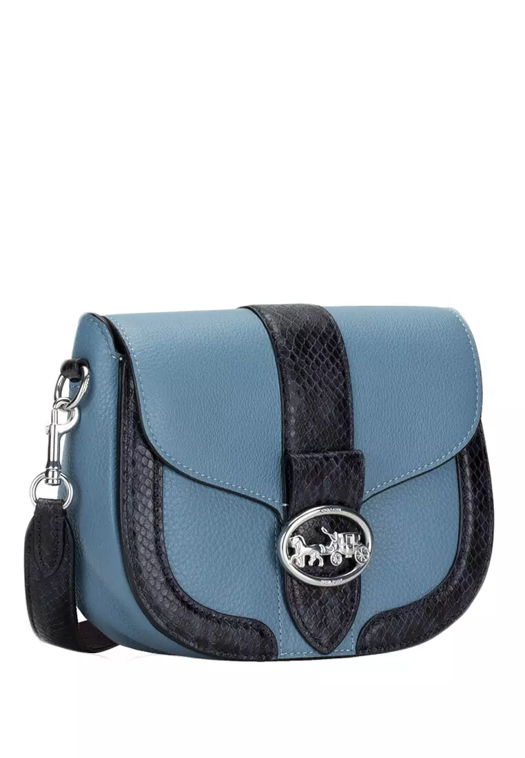 Coach Georgie Saddle Bag In Signature Canvas - Indigo Blue 2026 | Buy ...