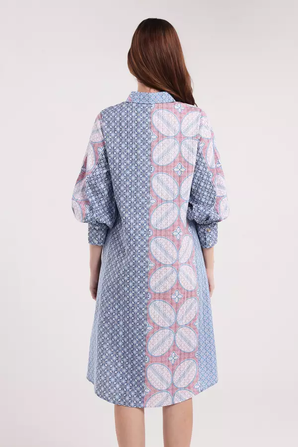 Jual Minimal MINIMAL - Namira - Gaun Katun Motif Kawung - Blue/Pink ...