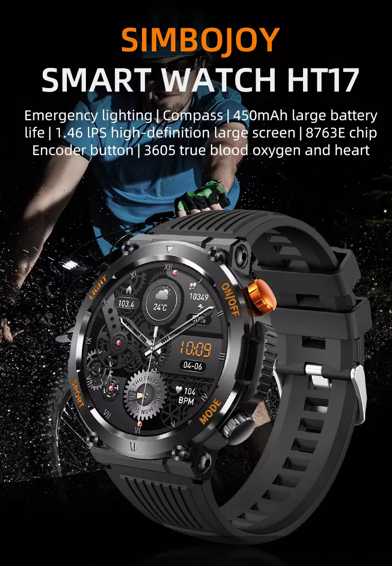 Jual Simbojoy SmartWatch HT17 Anti Air Layar Terang 1.46'' Olahraga ...