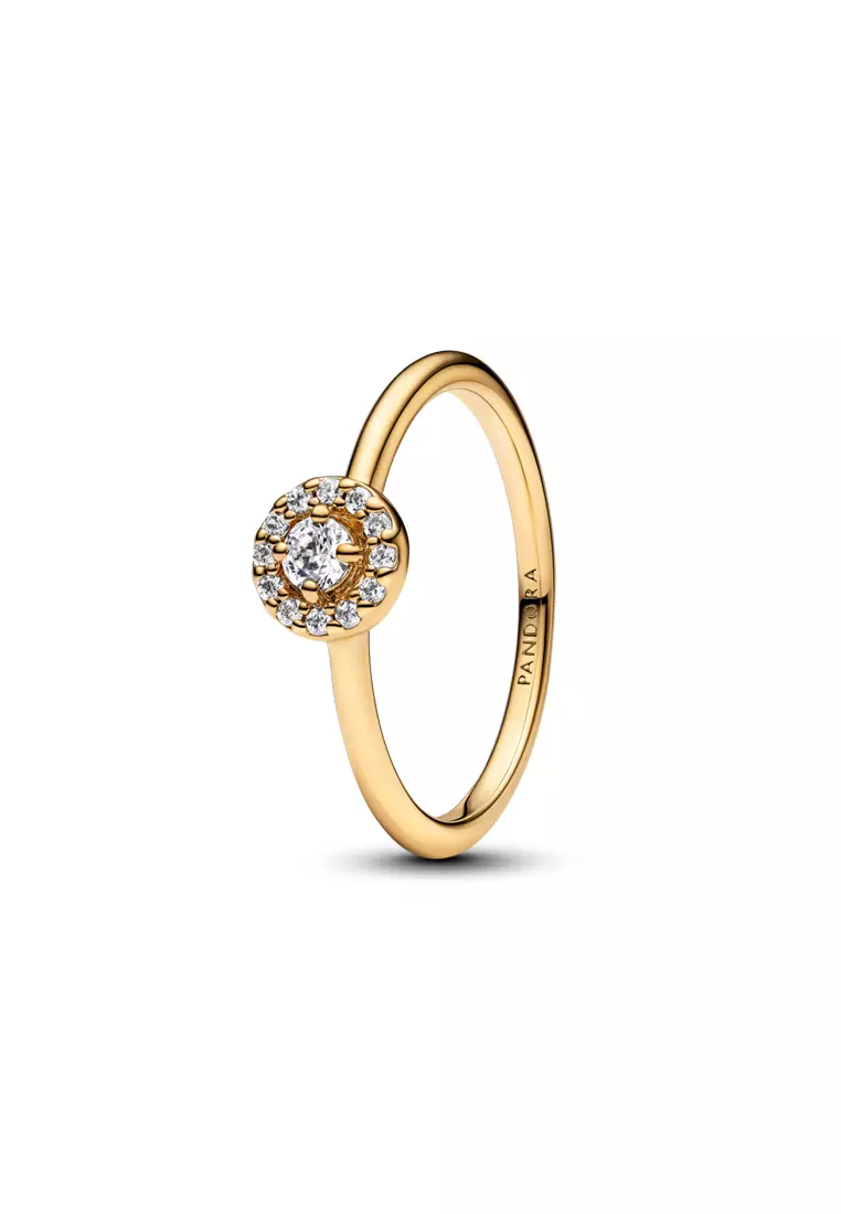 Buy Pandora Pandora 14K Gold-Plated Round Pave Halo Ring Online ...