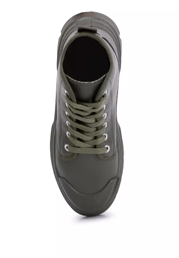 Buy London Rag Chunky Lace Up Boots In Khaki 2025 Online | ZALORA ...