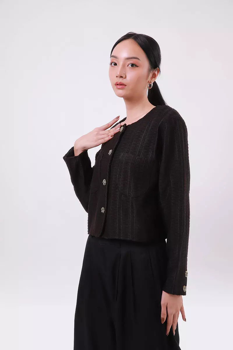 Jual Berrybenka Label Rowena Tweed Outer Black Original 2024 | ZALORA ...
