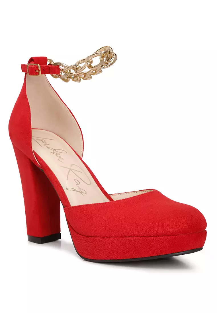 Buy London Rag Red Ankle Strap Platform Heel Sandals 2025 Online ...