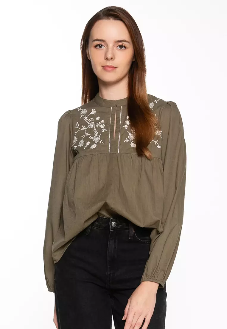 Jual Vero Moda Karo Flower Detail Shirt Original 2025 | ZALORA Indonesia