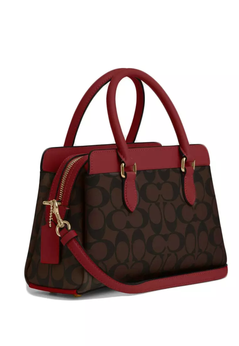 Buy COACH Coach Mini Darcie Carryall In Signature Canvas - Dark Brown ...