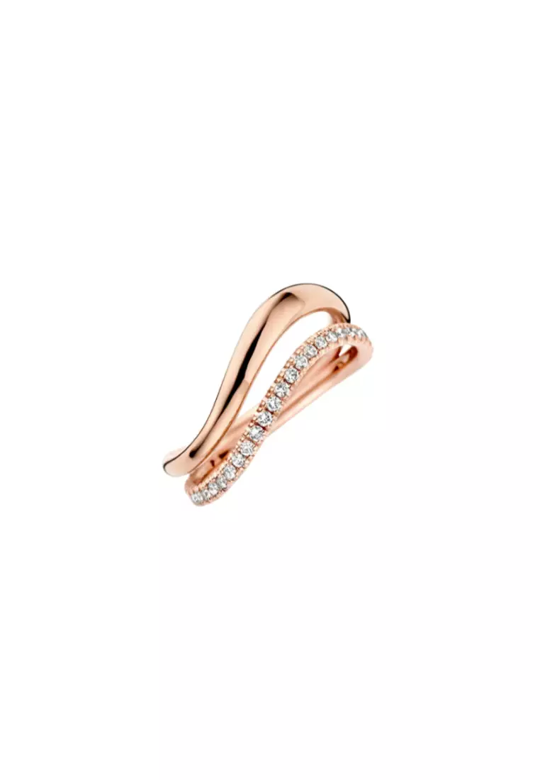 網上選購 INNAYA JEWELRY BY HIMANI SHAH Layered Diamond and 18k Gold Waves Statement Ring - HK Ring ...
