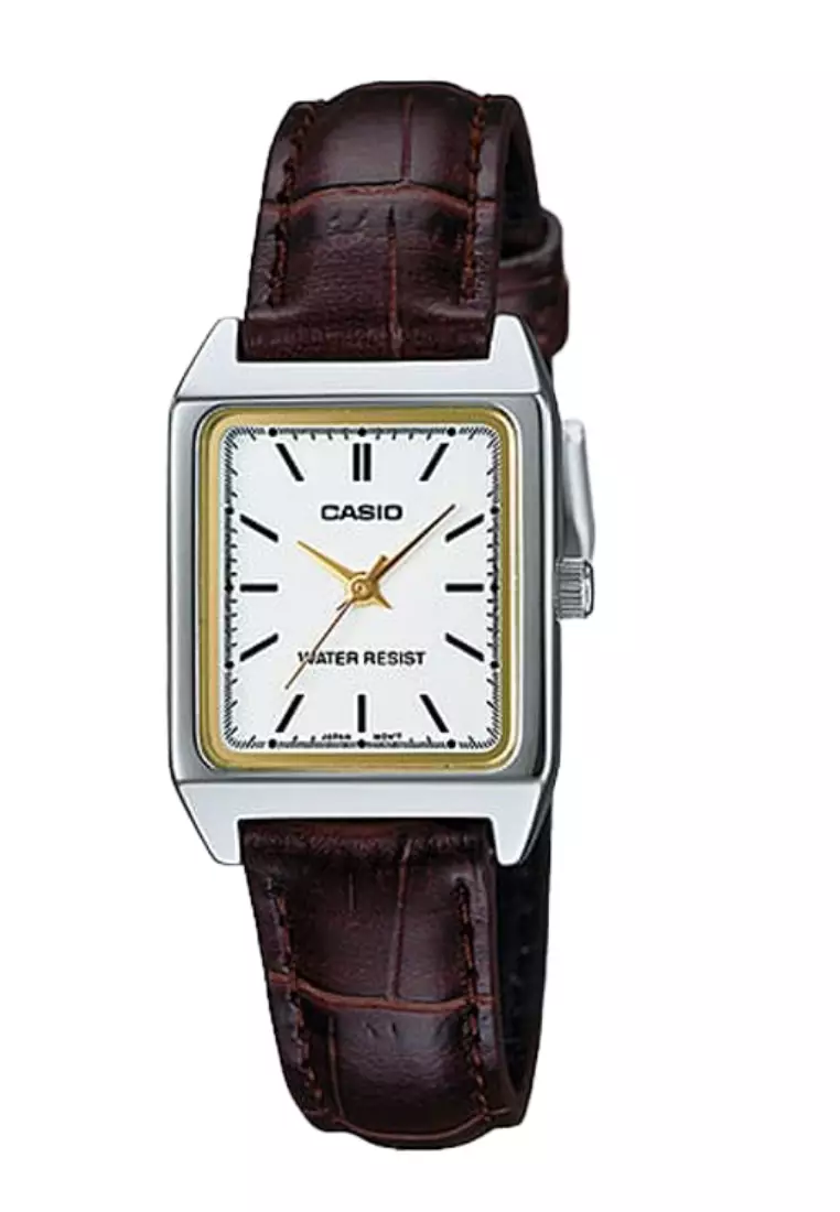 Jual CASIO CASIO Analog Brown Leather 22mm Women LTP-V007L-7E2UDF ...