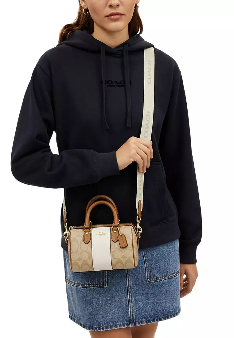 Buy Coach Mini Rowan Crossbody In Signature Canvas With Stripe - Light ...