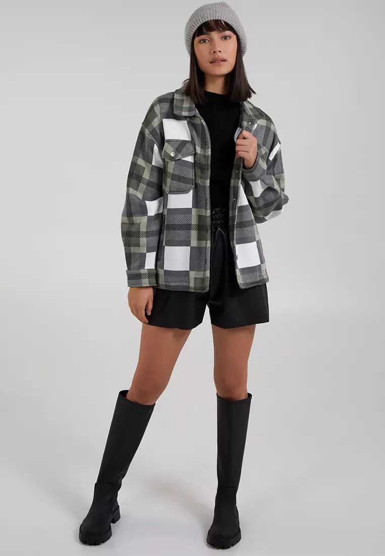 Buy Pink Vanilla Pink Vanilla Slate Check Shacket Online | ZALORA Malaysia