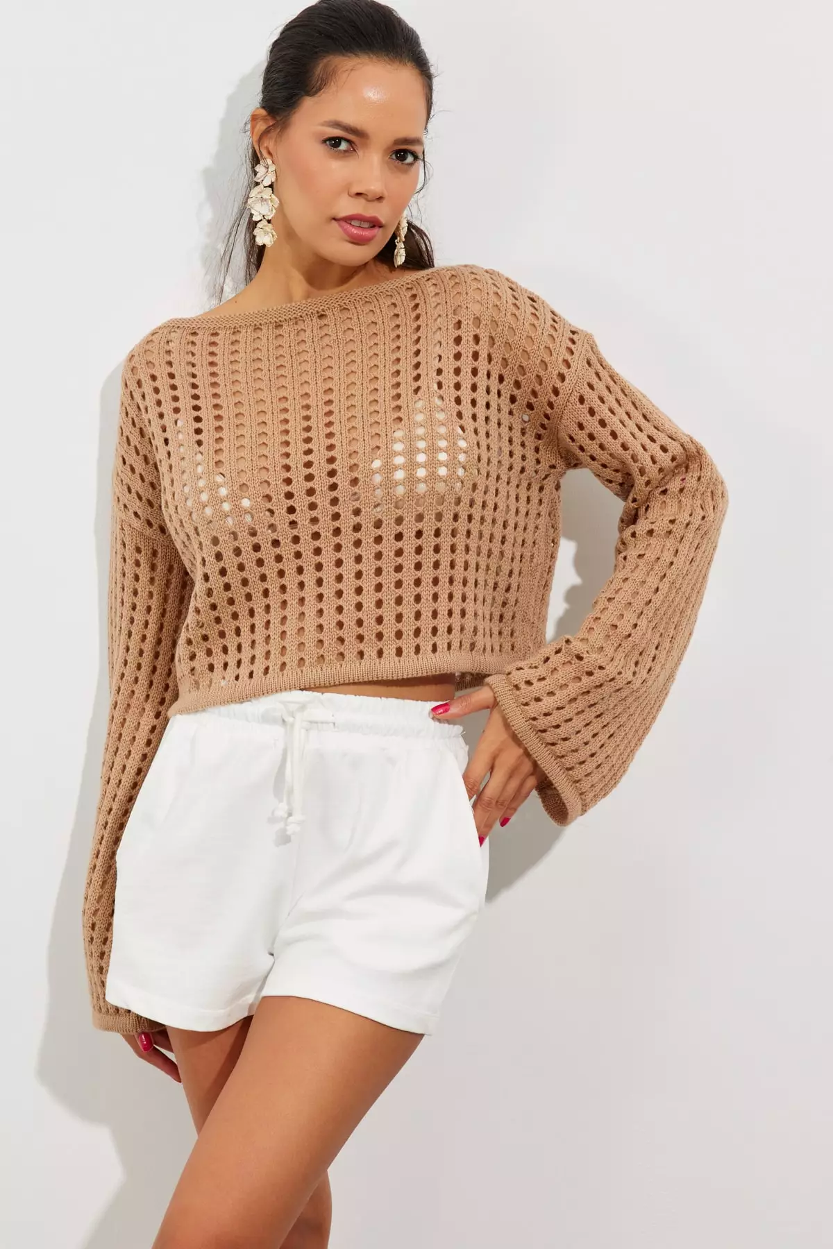 Jual Cool & Sexy Boat Neck Openwork Knit Top Original 2025 | ZALORA Indonesia