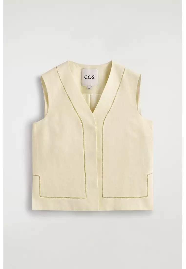 Buy COS EMBROIDERED-DETAIL LINEN WAISTCOAT 2026 Online | ZALORA